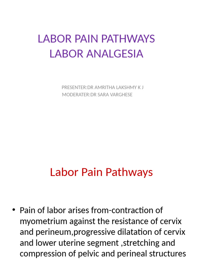 Labor Pain Pathway and Analgesia Methods | PDF | Anesthesia | Medical ...