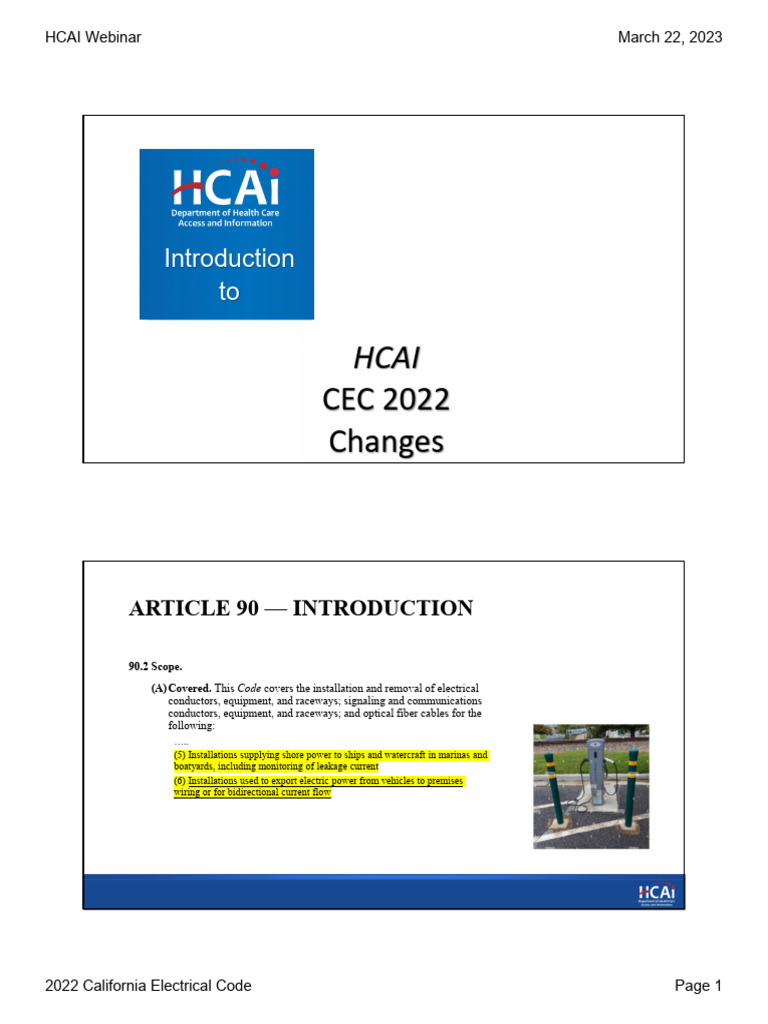 HCAI 2022 California Electrical Code - Handout 03'22'2023 - A | PDF ...