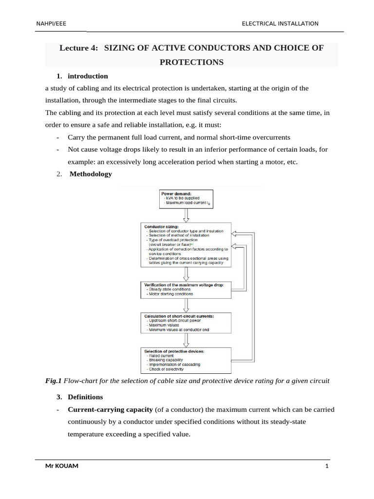 Lecture 4 Sizing of Cables | PDF | Electrical Wiring | Electrical Conductor
