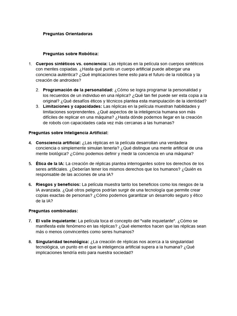 Preguntas Orientadoras Replicas | PDF