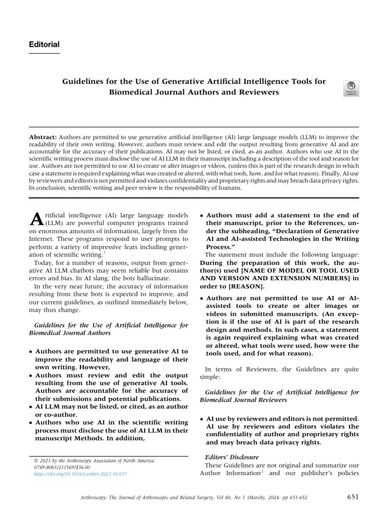 Guidelines for AI Use in Biomedical Writing | PDF | Artificial ...