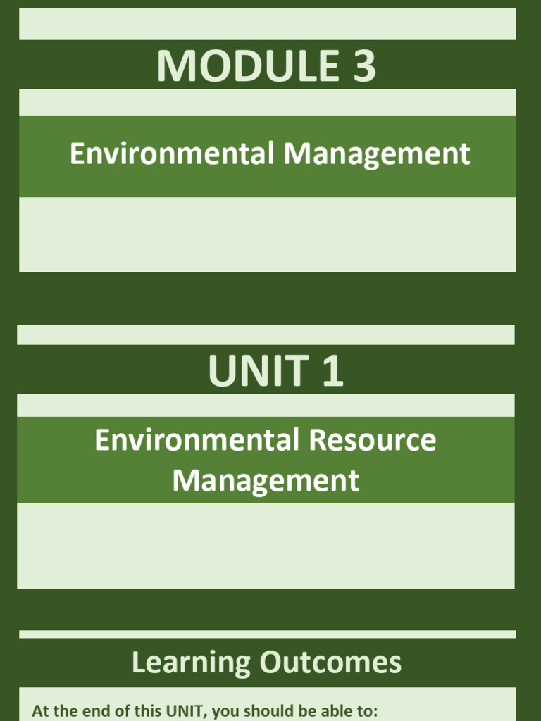 Module 3 Envronmental Resource Management | PDF | Environmental ...