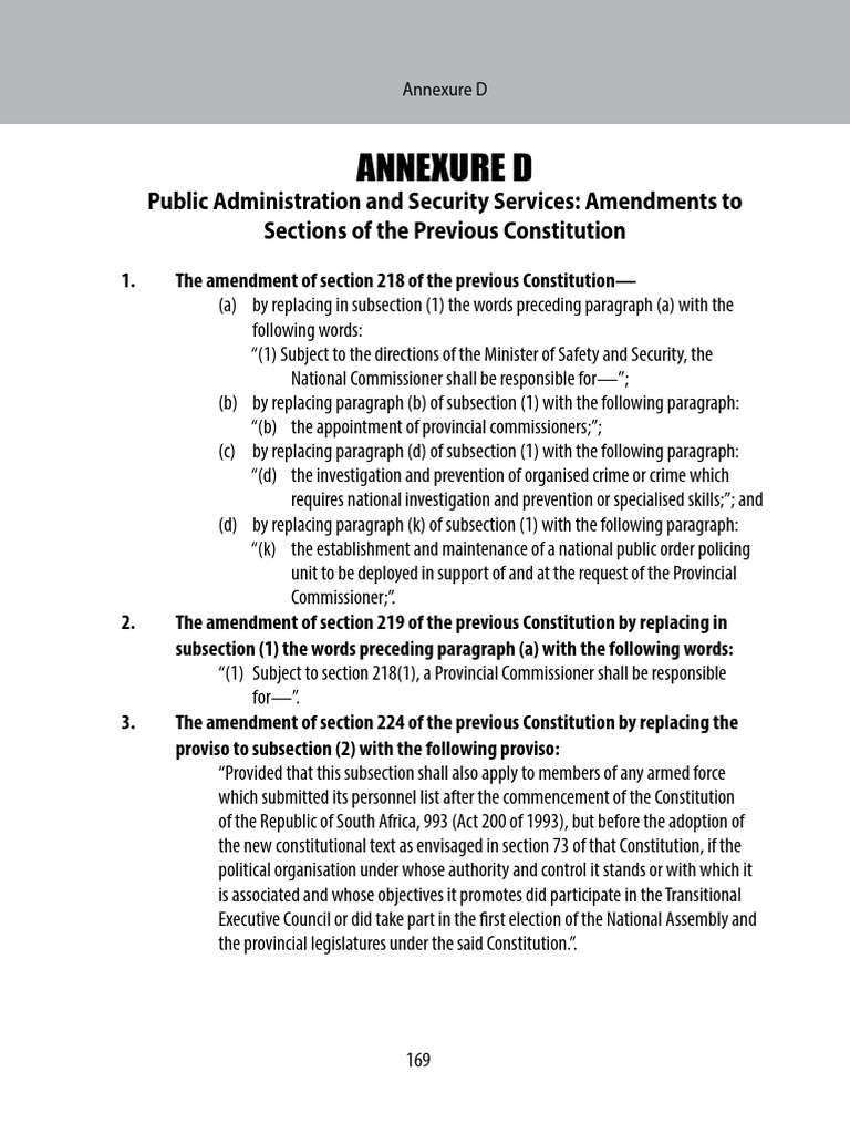SAConstitution Web Eng Annex D | PDF | Common Law | Government