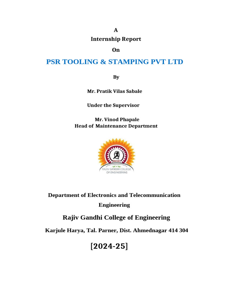 intrnship trinig report done | PDF | Reliability Engineering