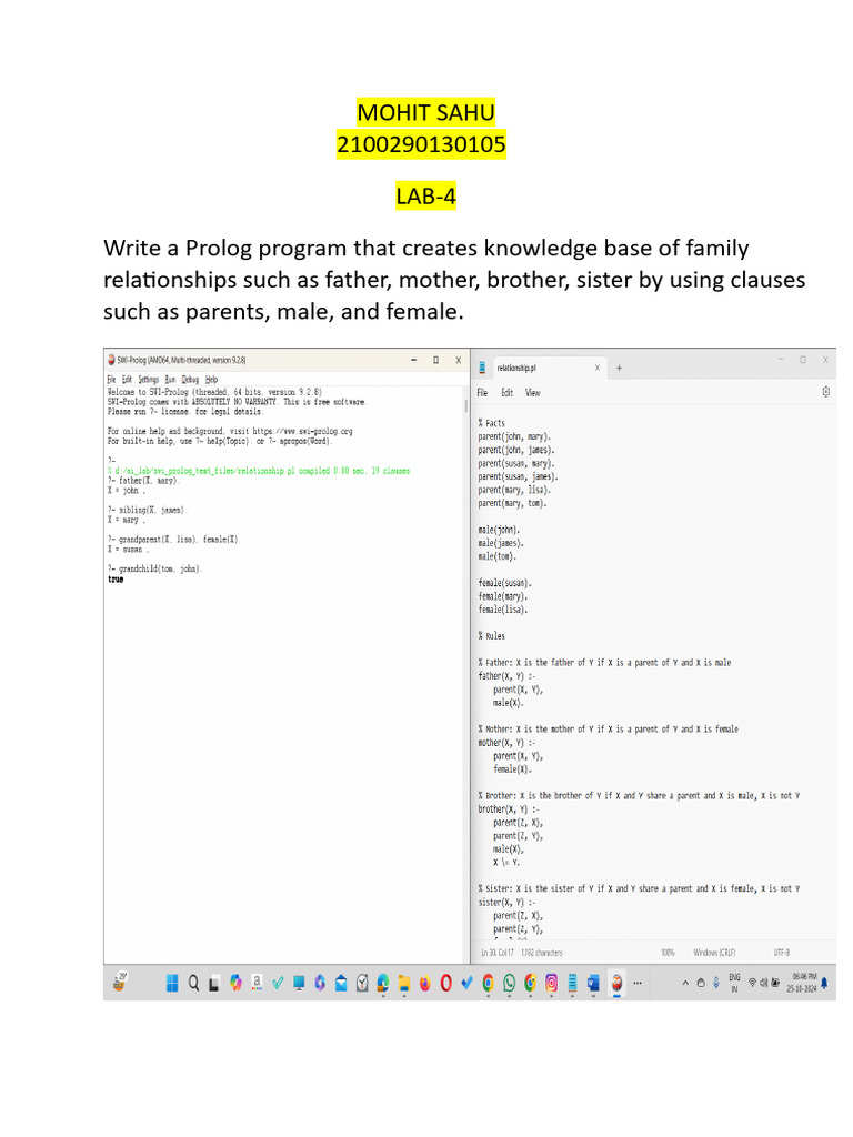 AI Lab 4 Mohit Sahu 2100290130105 | PDF