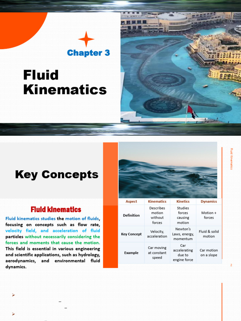 CE251 Kinematics Chapter 3 - Lecture1 | PDF | Fluid Dynamics | Laminar Flow