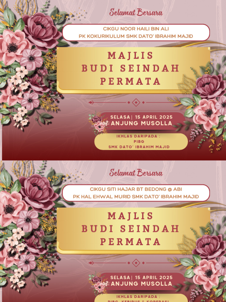 Kad Jemputan Persaraan Bunga Maroon | PDF