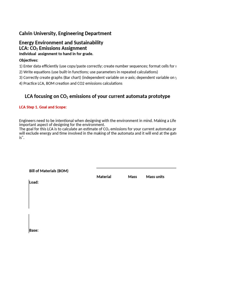 LCA CO2 Emissions Assignment FH | PDF | Life Cycle Assessment