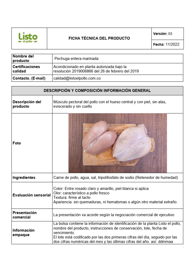 Ft-Pechuga Listo El Pollo | PDF