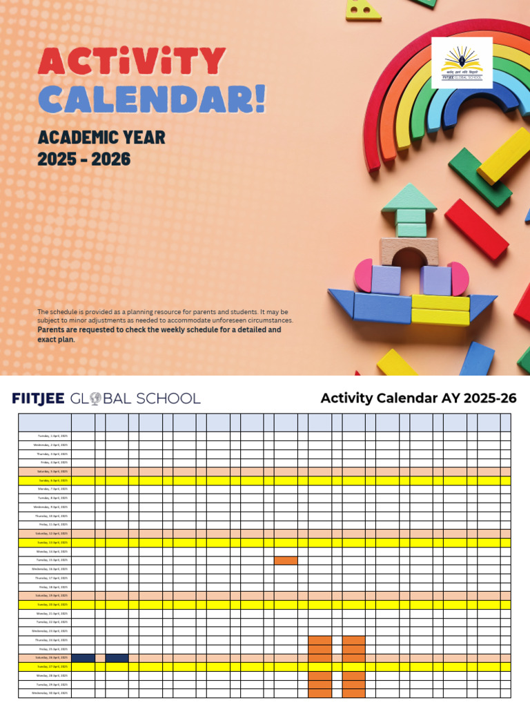2025-2026 FGS Activity Calander | PDF | Educational Stages | Qualifications