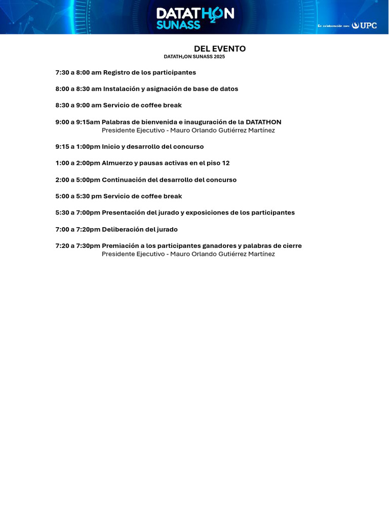 Programa Del Evento - Datathonsunass | PDF