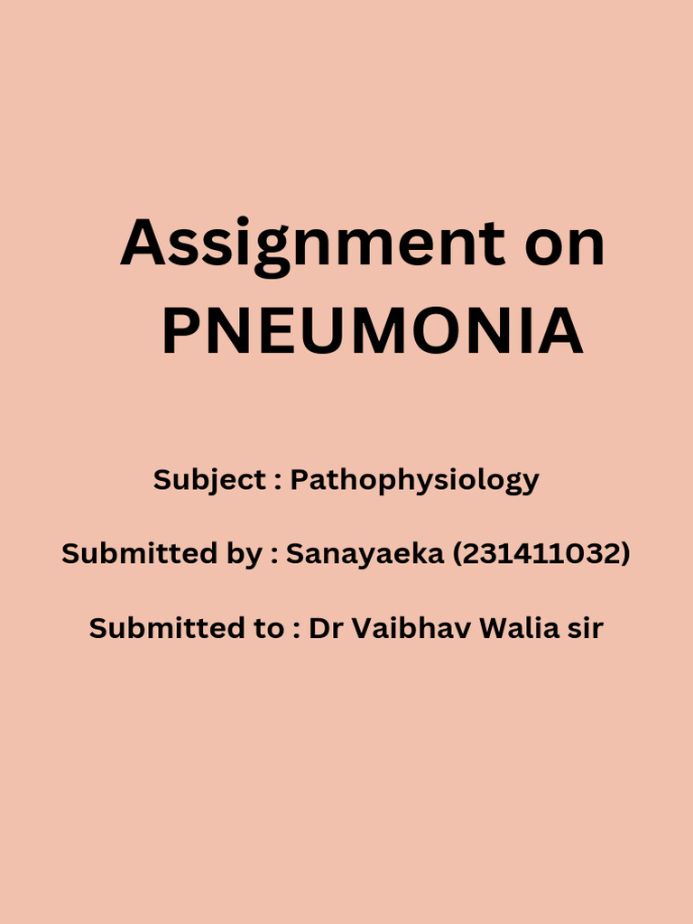 Assignment On PNEUMONIA | PDF