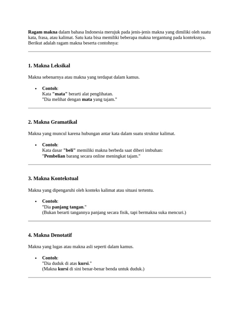 Ragam Makna dalam Bahasa Indonesia | PDF