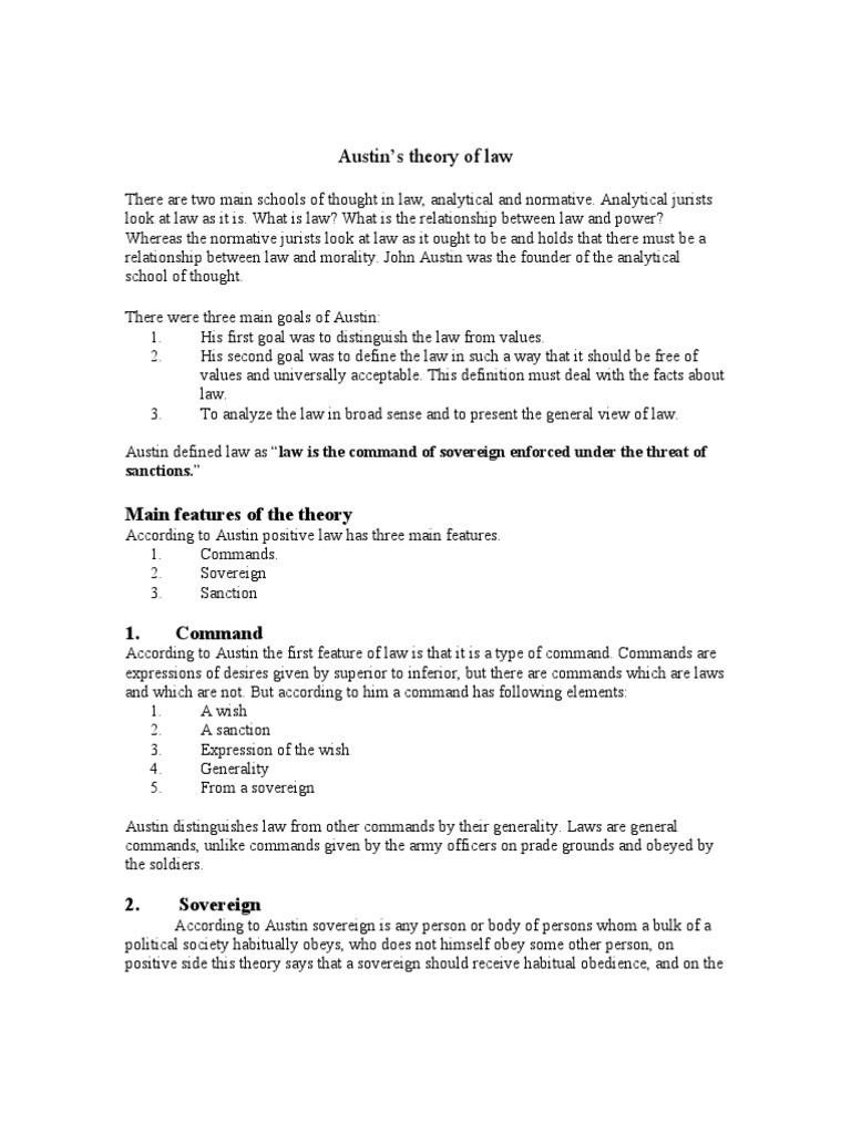 Austin Theory of Law | PDF | Sovereignty | Jurisprudence