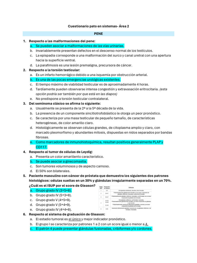 Cuestionario Pato en Sistemas-1 | PDF | Neoplasias | Especialidades Medicas