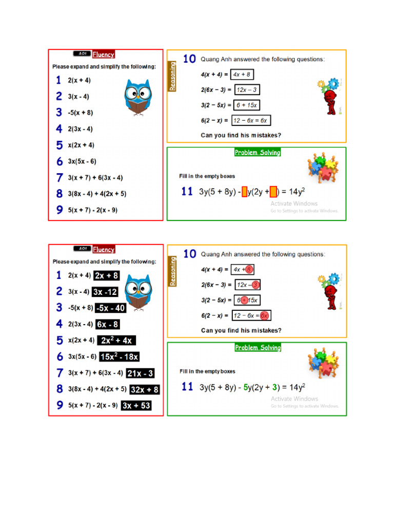 Expanding Single Brackets and Simplifying | PDF