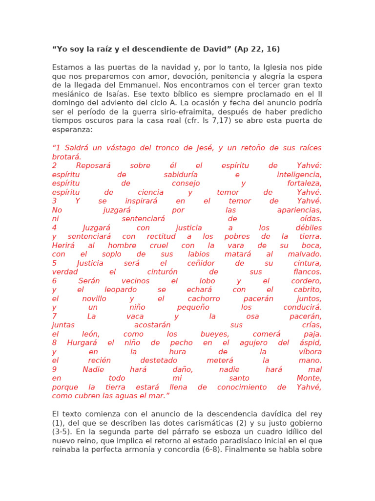 Yo soy la raíz y el descendiente de David | PDF | Mesías | Jesús