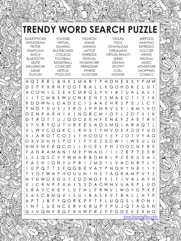 Trendy Word Search for Teens | PDF