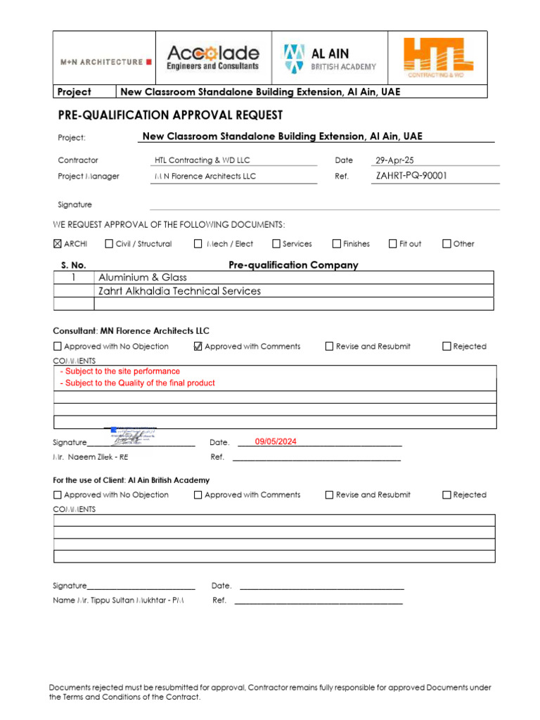 Pre Qualificaton Approval Request | PDF