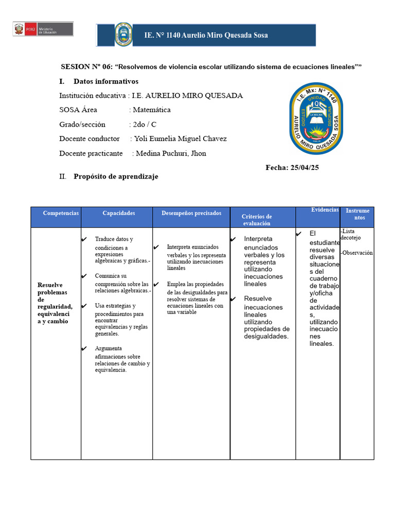 Sesion 6 Amqs | PDF | Ecuaciones | Aprendizaje