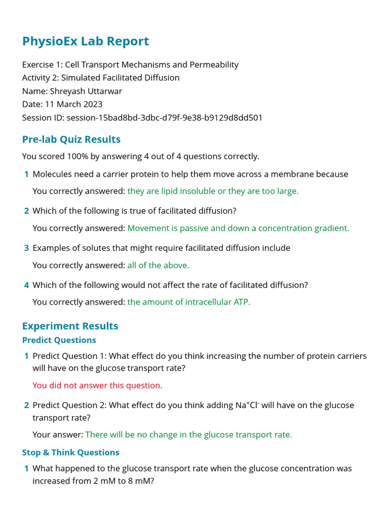 PhysioEx Exercise 1 Activity 2 | PDF | Cell Membrane | Diffusion