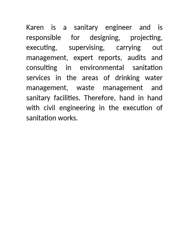 Karen Is A Sanitary Engineer | PDF