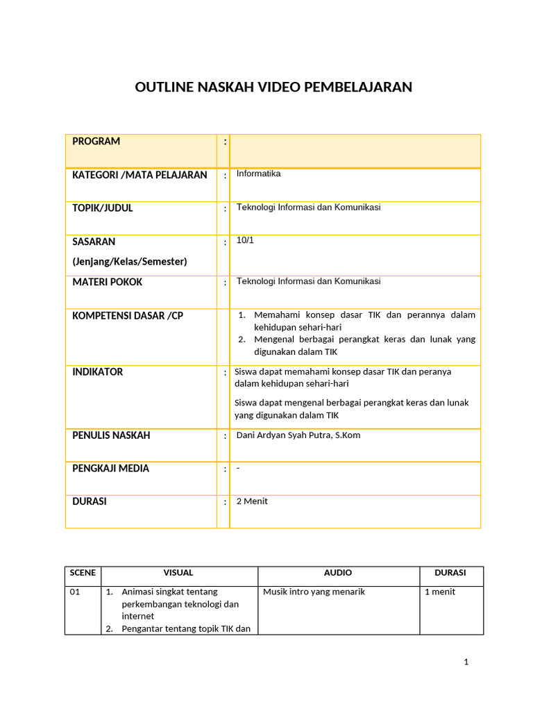 MASTER OUTLINE NASKAH | PDF