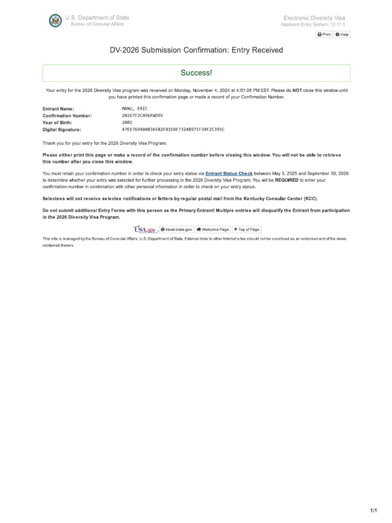 DV Confirmation No | PDF