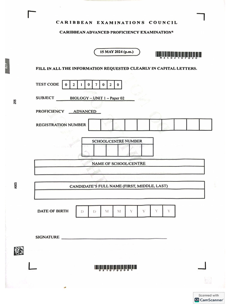Cape Unit 1 2024, Biology | PDF