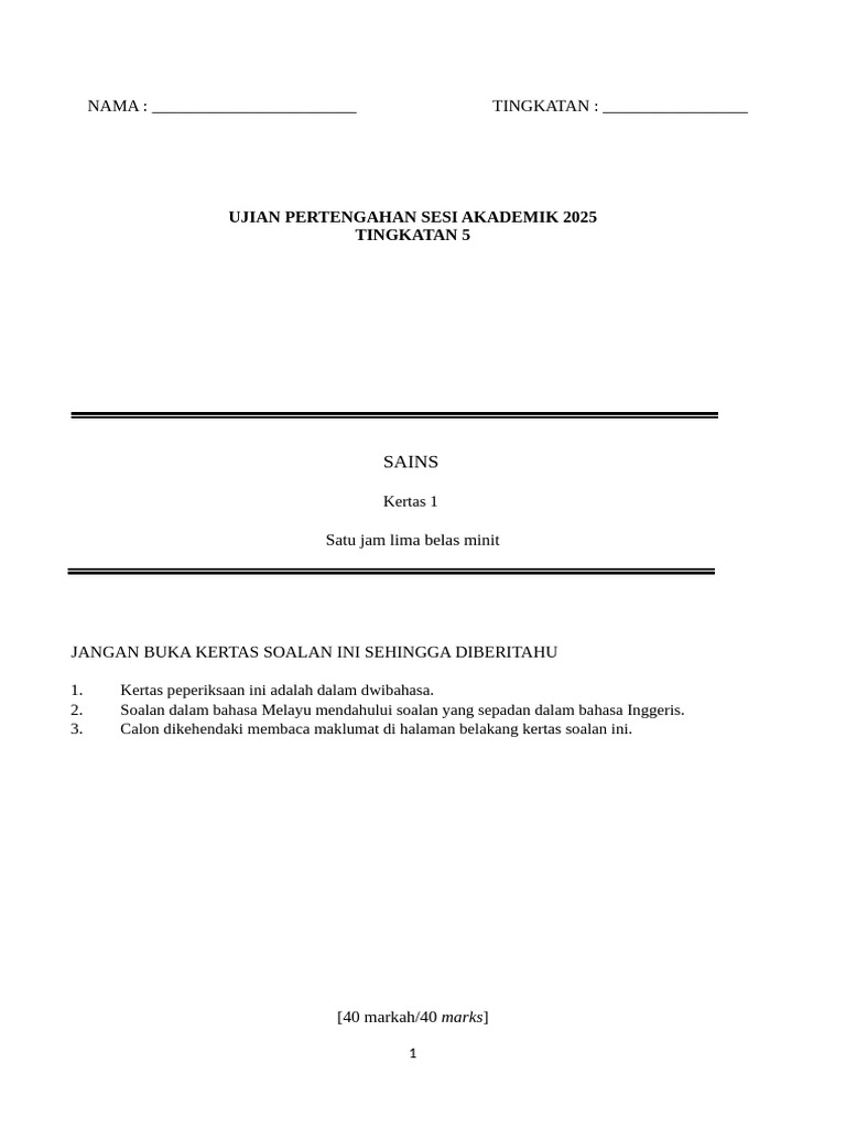 FORM 4 PPT KERTAS 1 2024 Upload | PDF