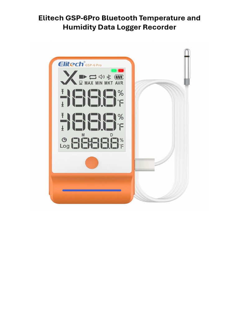 Elitech GSP-6Pro Bluetooth Temperature and Humidity Data Logger Recorder | PDF