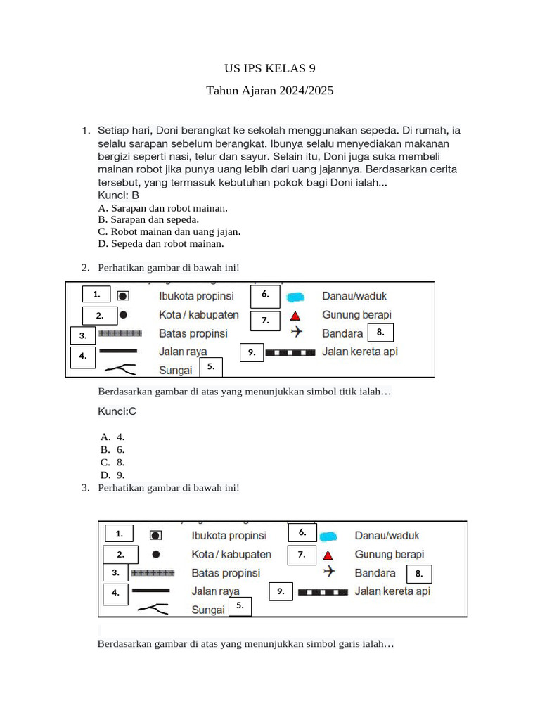 Soal Us Ips Kelas 9 2024 - 2025 | PDF