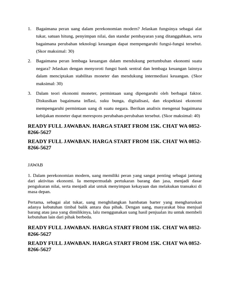 Tugas 1 - Ekonomi Moneter | PDF