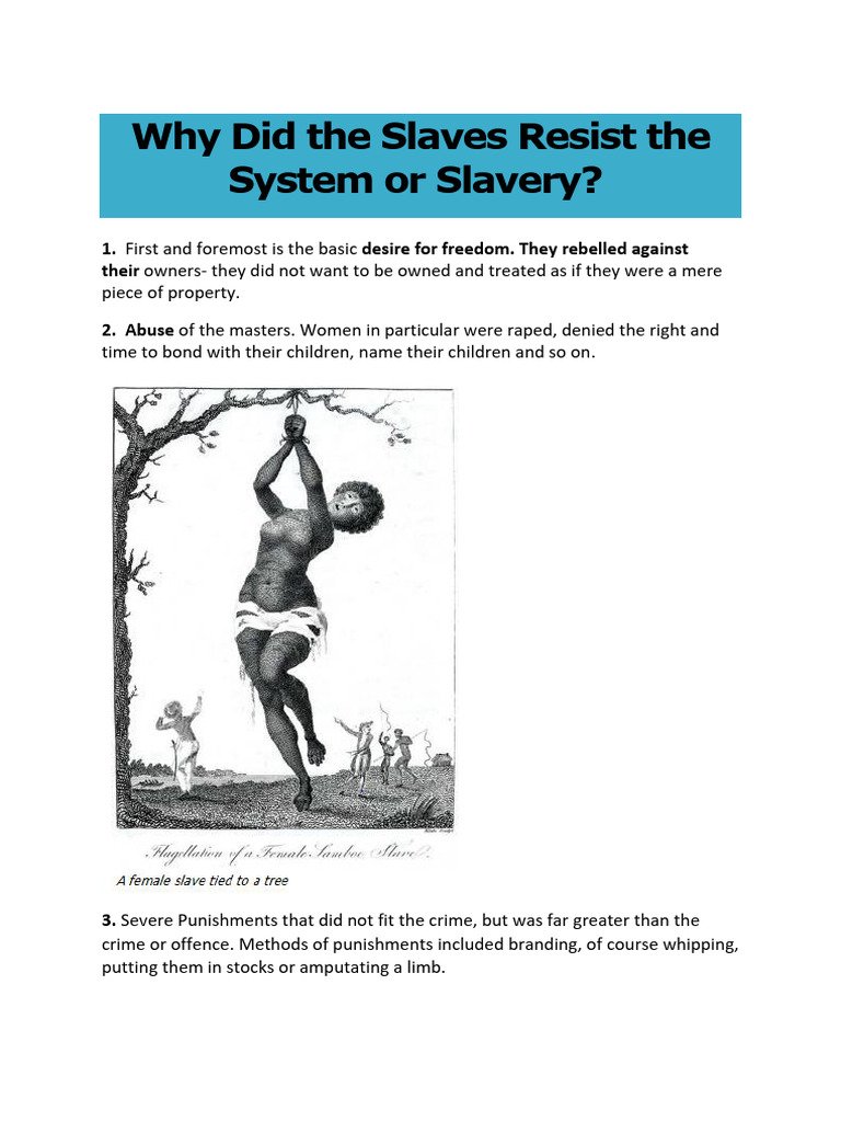 Why Did The Slaves Resist The System or Slavery | PDF | Slavery ...