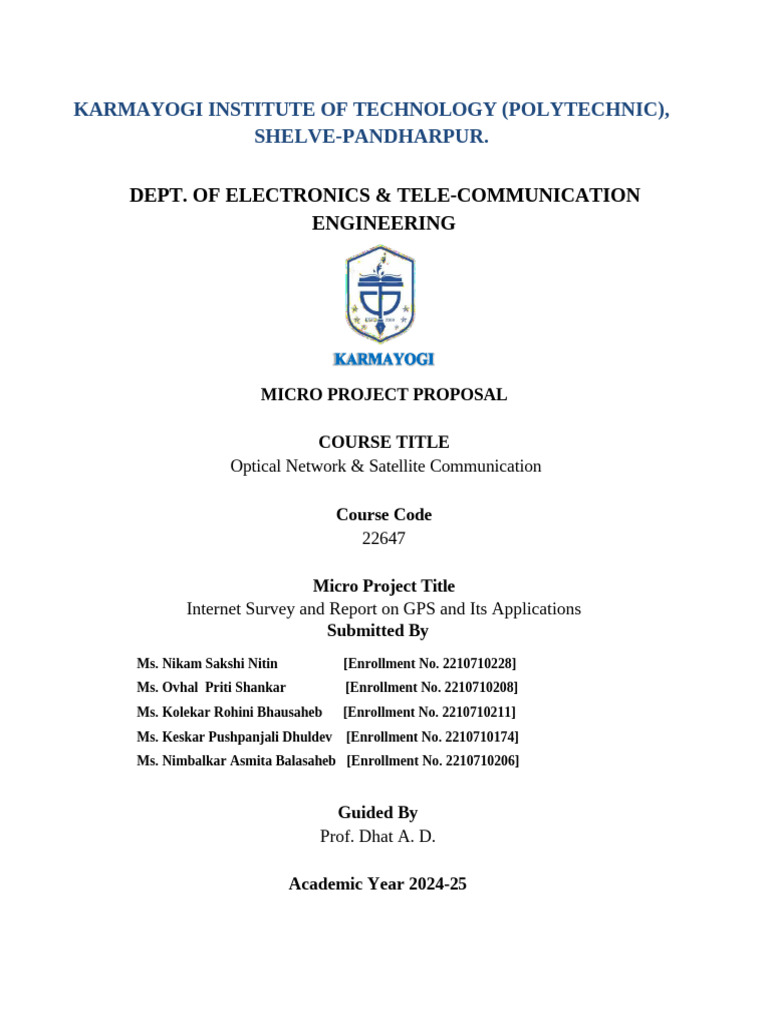 Dept. of Electronics & Tele-Communication Engineering | PDF | Global Positioning System