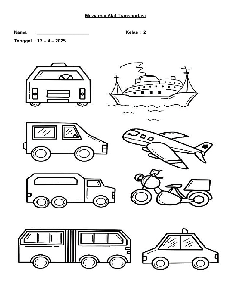 Mewarnai Alat Transportasi | PDF