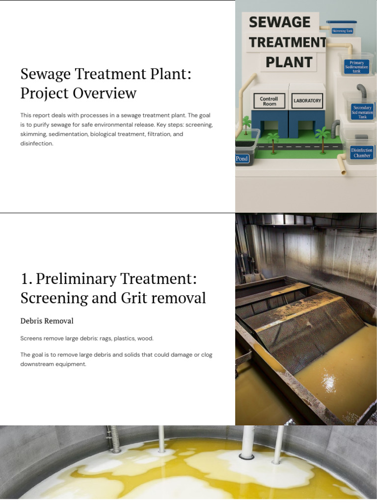 Sewage Treatment Plant Project Overview 1 | PDF | Sewage Treatment | Water Purification