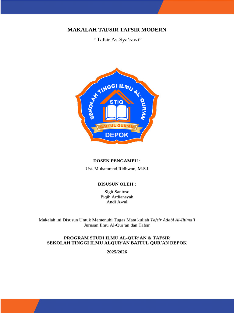 Makalah Tafsir Tafsir As-Sya'rawi | PDF