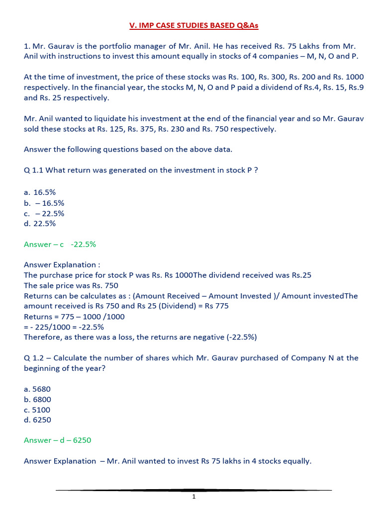 NISM XXIA PMS Case Studies | PDF | Sharpe Ratio | Capital Asset Pricing Model