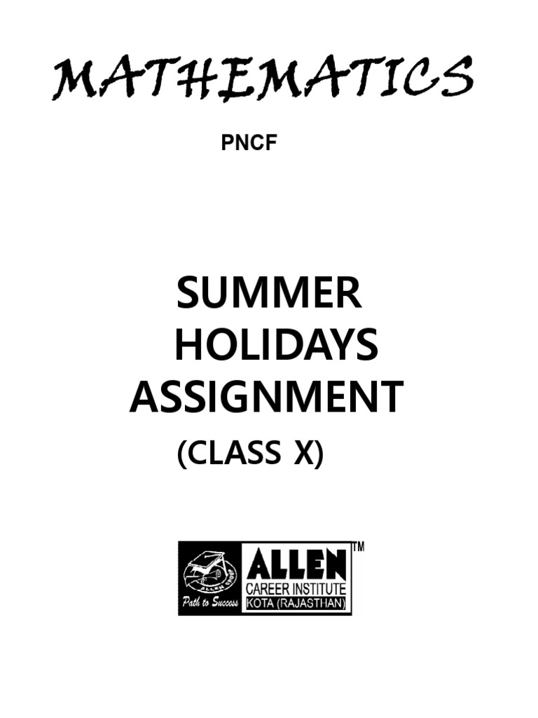 SC - Summer Holiday Assignment - Class-10 - Mathematics | PDF ...
