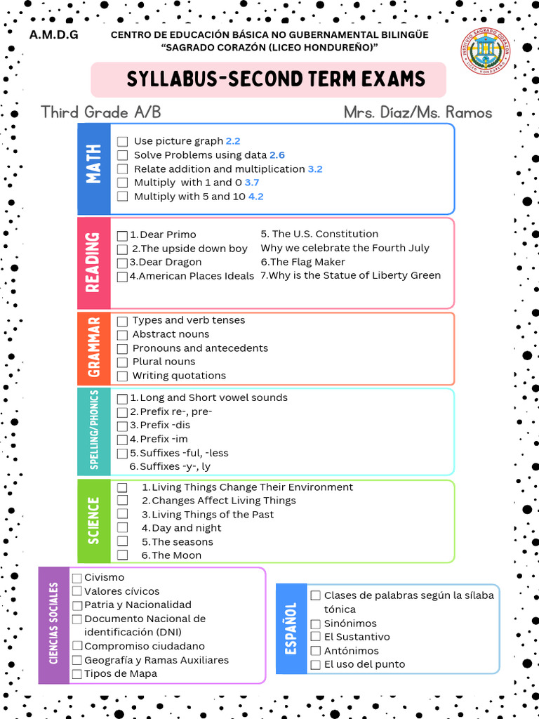 Third Grade Exam Syllabus Overview | PDF | Language Mechanics ...