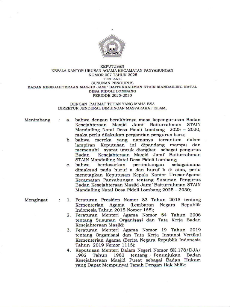 SK BKM STAIN MANDAILING NATAL 2025-203020250325_08401461 | PDF