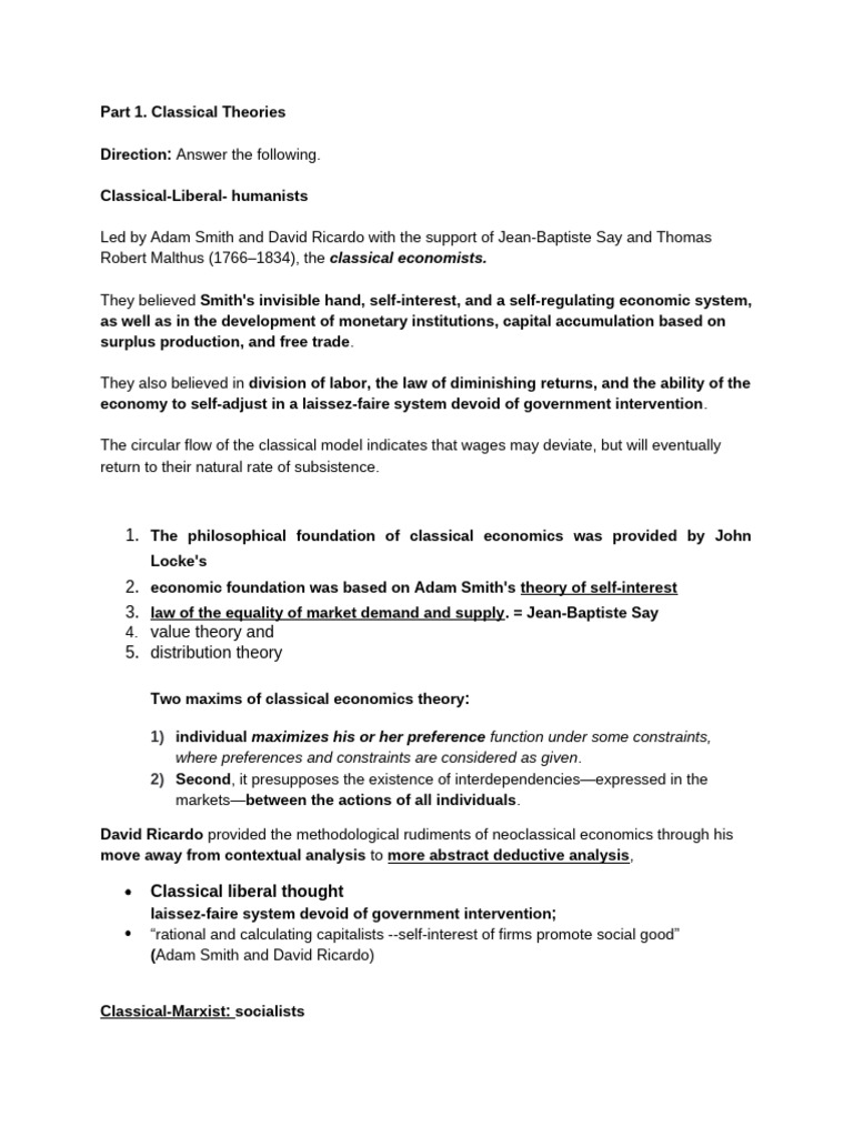 Classical Economics vs. Marxist Theory | PDF | Classical Economics ...