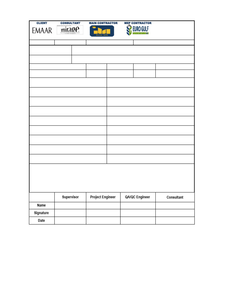 Emaar Beachfront Gravity Leak Test Form | PDF