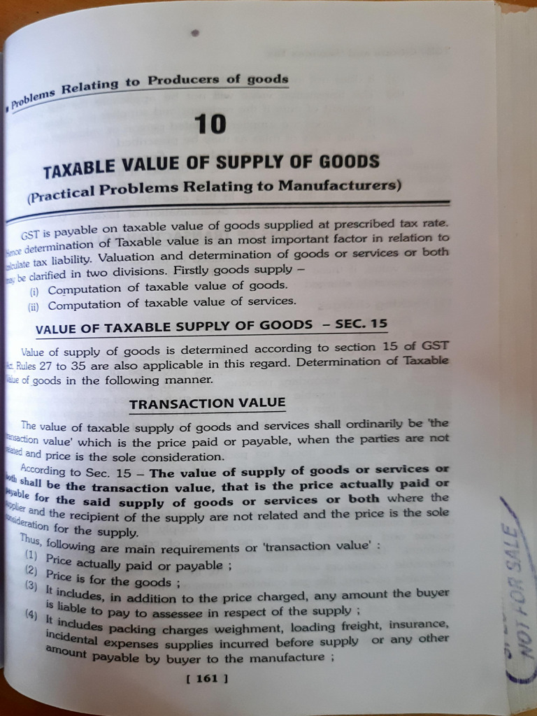 Taxable Value of Supply of Goods (Manufacturers) 4 | PDF