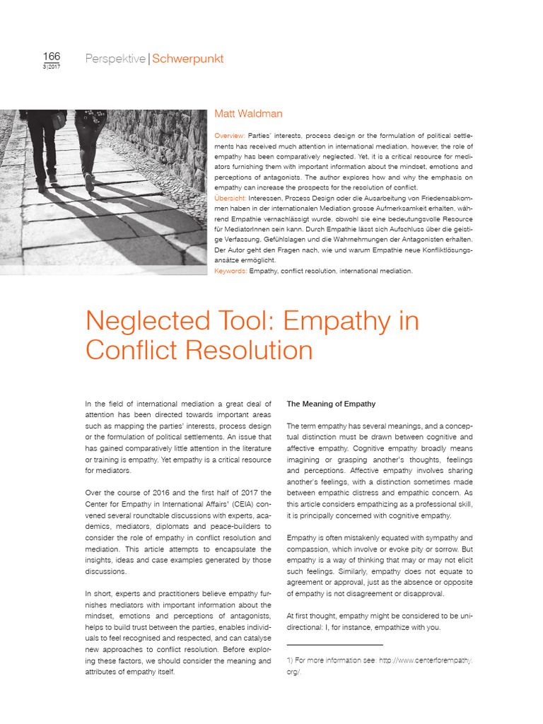 Neglected Tool Empathy in Conflict Resolution | PDF | Empathy | Psychology