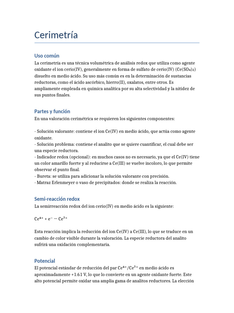 Cerimetria Extenso | PDF