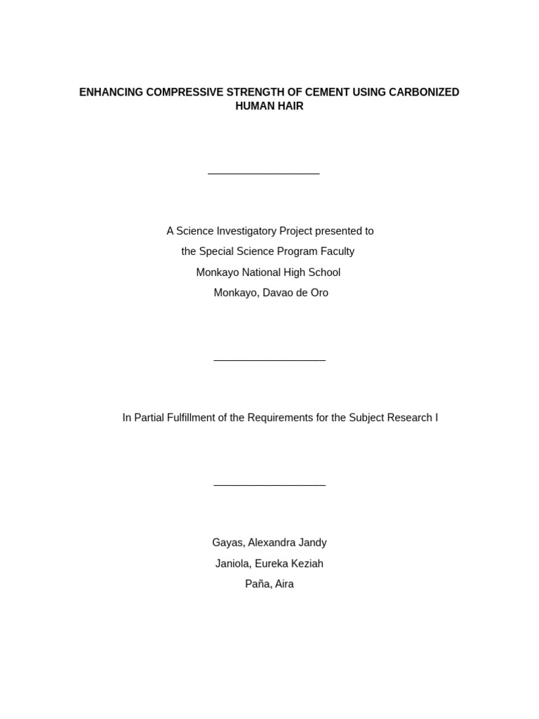 Gayas - Enhancing Compressive Strength of Cement Using Carbonized Human ...