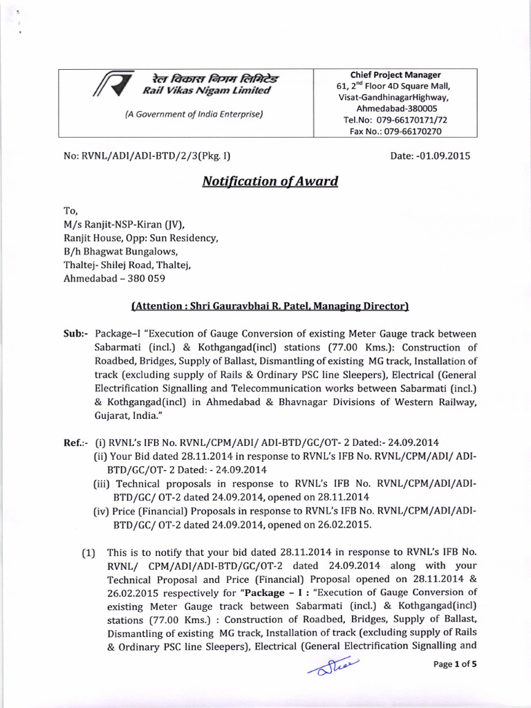 LOA For ADI-BTD - P-1 - 01.09.15 | PDF