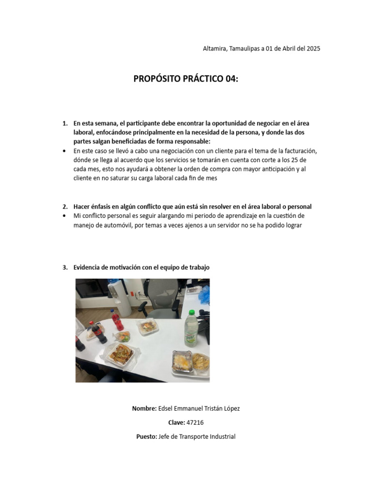 Propósito Práctico 4 - Edsel Emmanuel Tristán López Clave 47216 | PDF